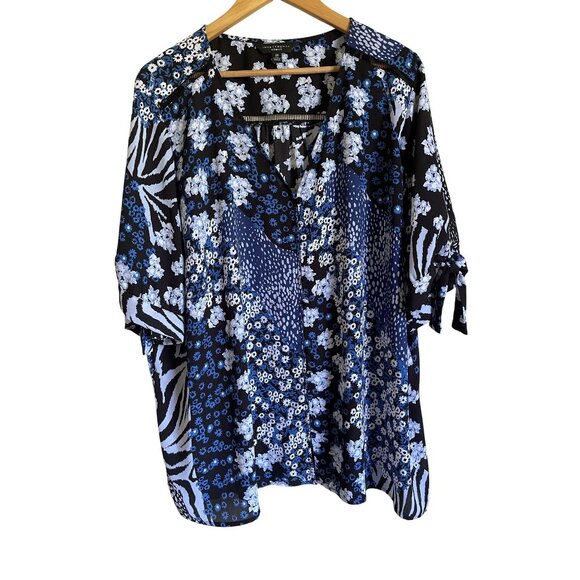 Investments | Tops | Investments 3x Blue Black Floral Peasant Top ...